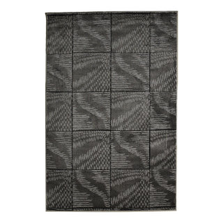 Benzara 10.3 x 8 Feet Windowpane Design Polypropylene Power Loomed Rug ...