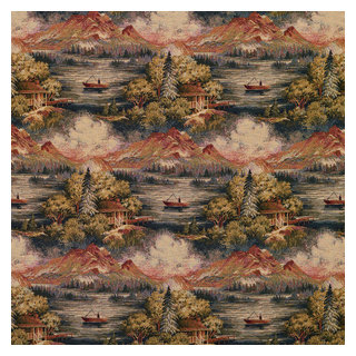Cabin In The Wilderness Woven Novelty Upholstery Fabric By The Yard ...