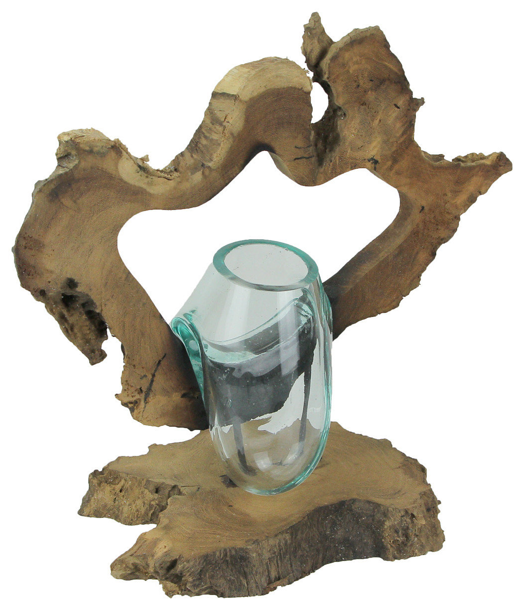 Framed Molten Glass Bowl / Succulent Terrarium On Natural Gamal Root ...