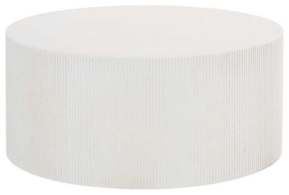 Groovy Coffee Table, White Stone, 35x35x16"h - Transitional - Coffee ...