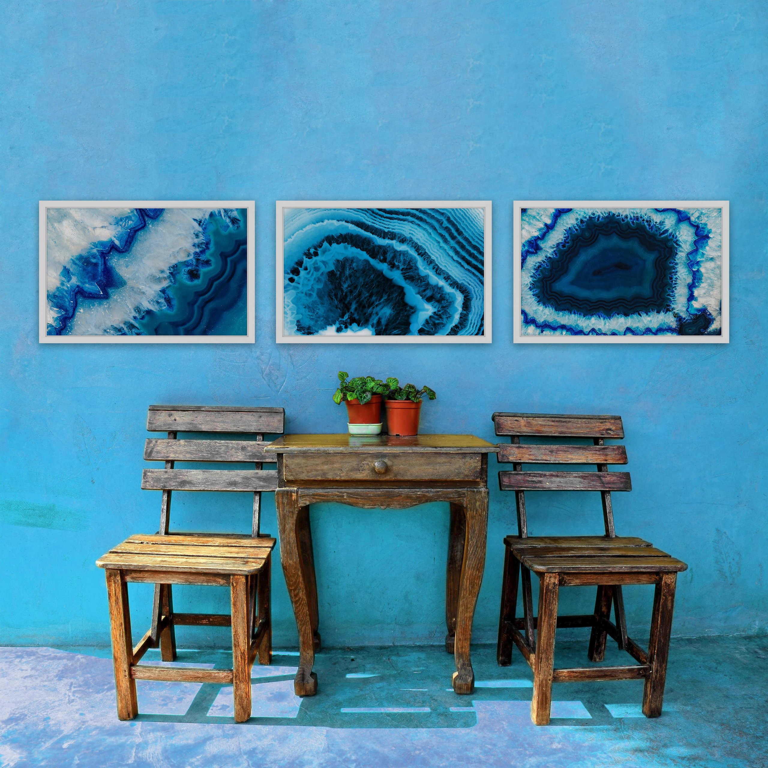 Icy Blue Veins Triptych, 72x16 - Contemporary - Prints And Posters - by ...