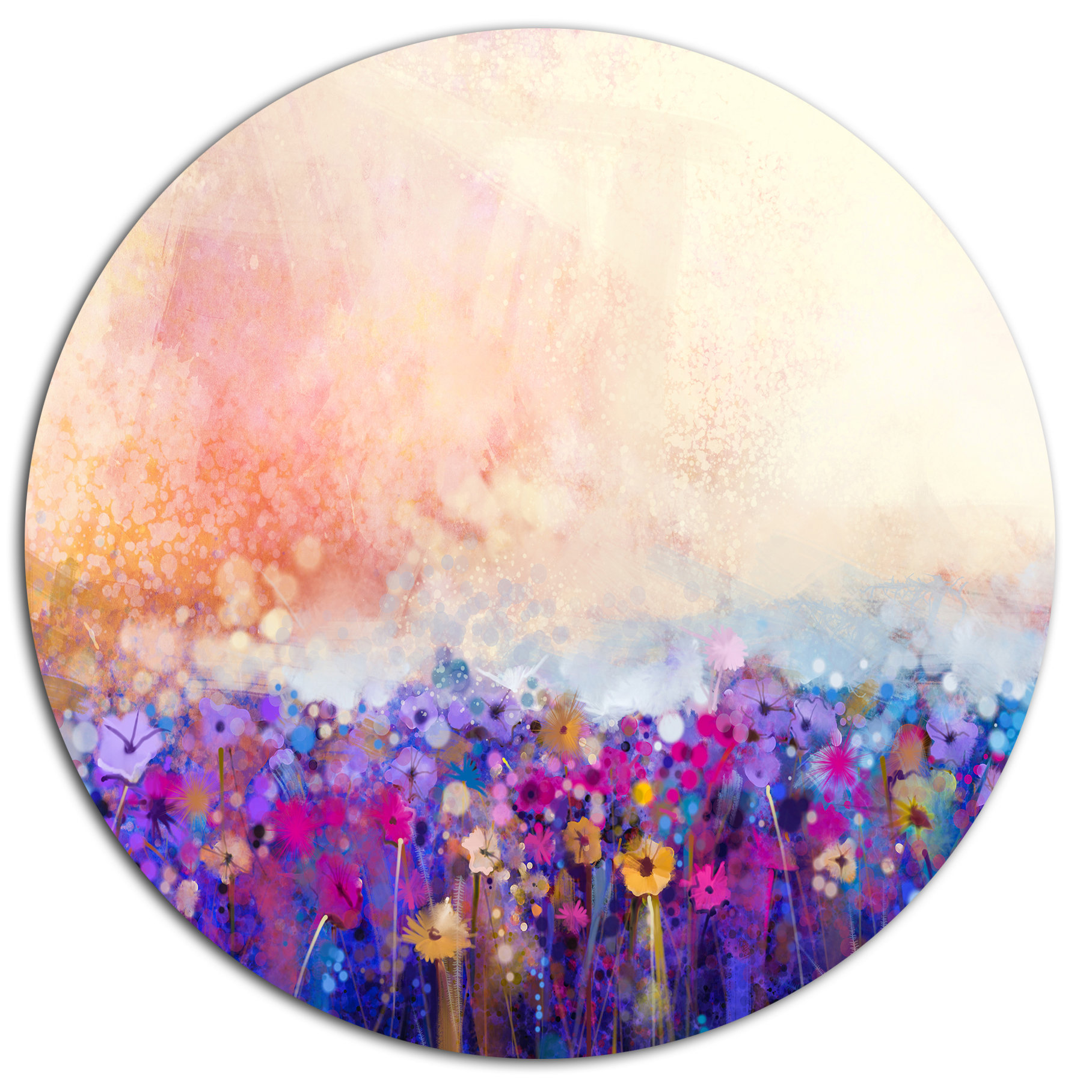Abstract Flower Watercolor Painting, Floral Disc Metal Wall Art, Disc ...