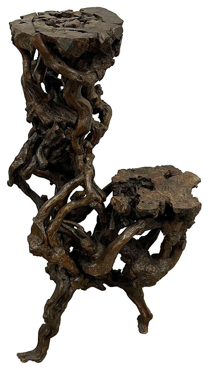 Consigned Mid-Century Chinese Natural Organic Tree Roots Plant Stand ...