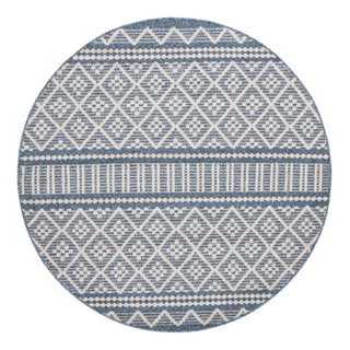 Covina Tribal Geometric Diamond Area Rug, 3'11" Round - Scandinavian ...