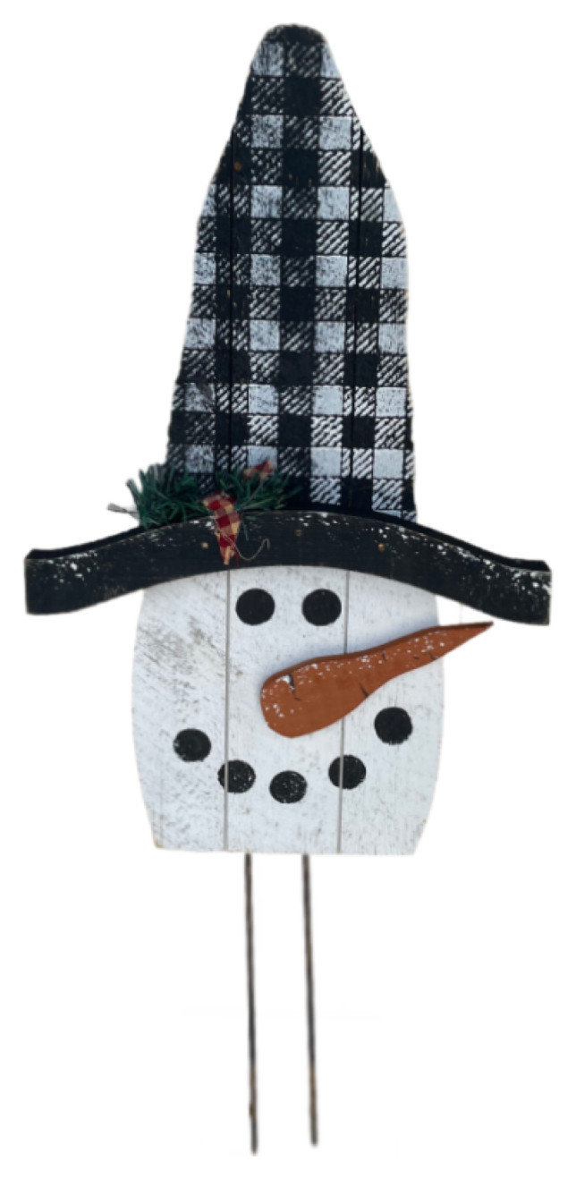 28" Plaid Snowman With Rods - Farmhouse - Outdoor Holiday Decorations ...