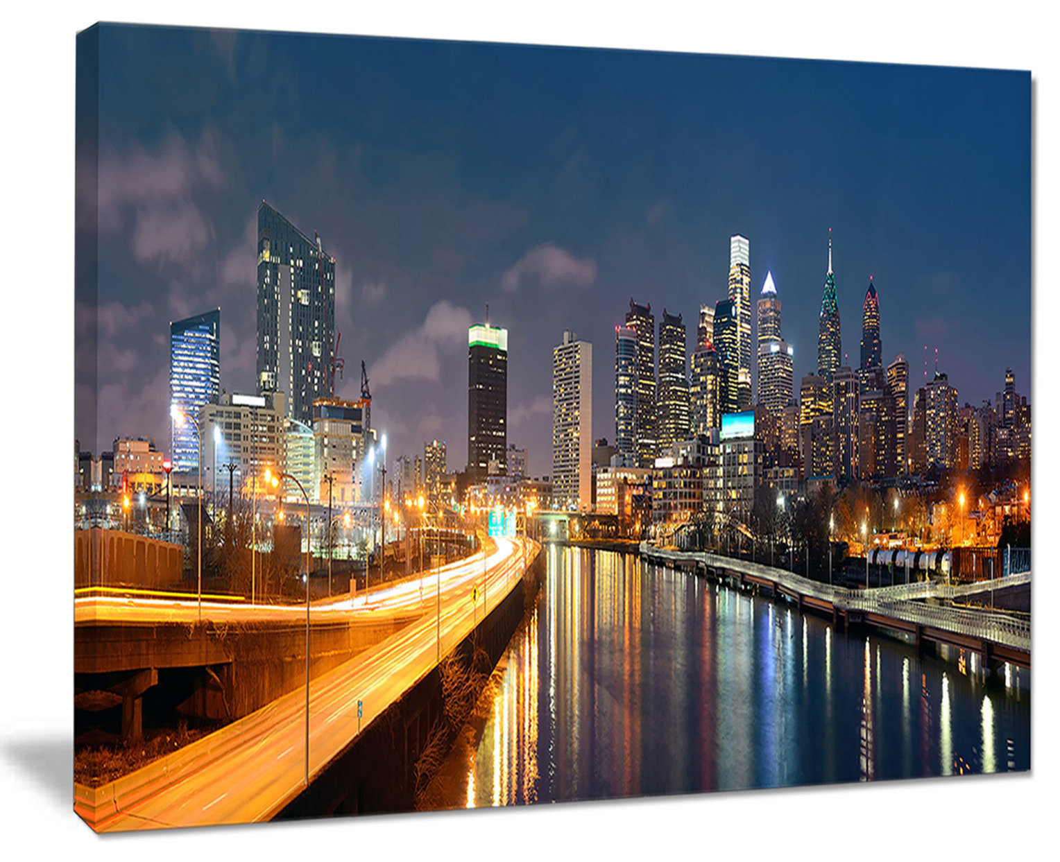 Designart - Philadelphia Skyline at Night - Cityscape Canvas Print, 20 ...