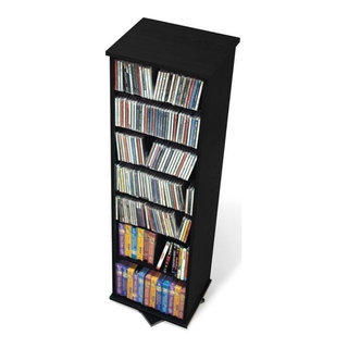 Pemberly Row 53" 2-Sided CD DVD Media Spinning Storage Tower in Black ...