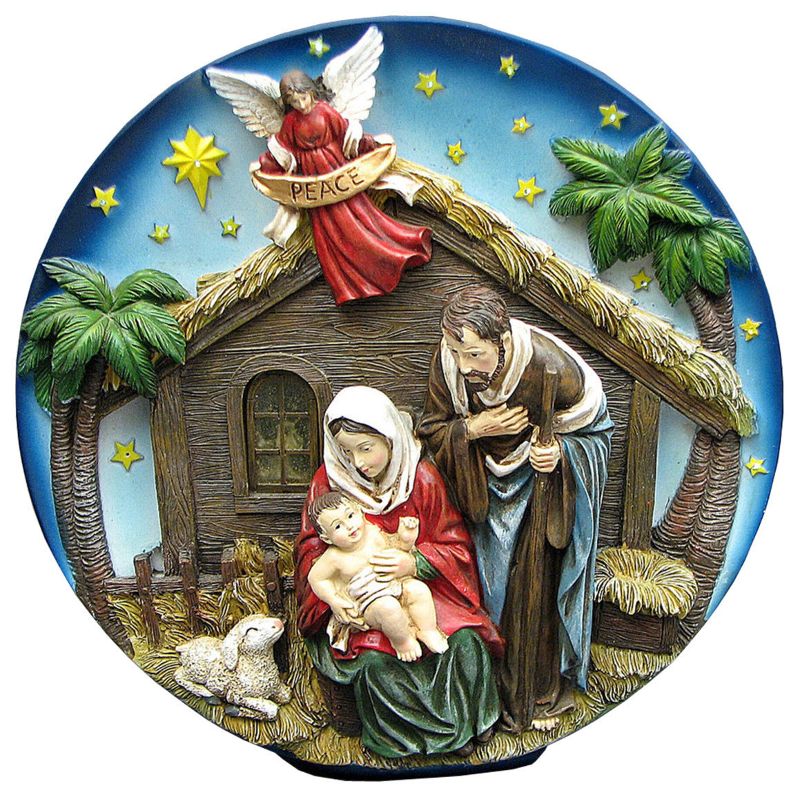 Nativity Scene Plate Led - Traditional - Holiday Accents And Figurines ...