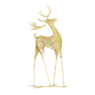 20" Gold Metal Standing Reindeer, Set of 2 - Modern - Holiday Accents ...