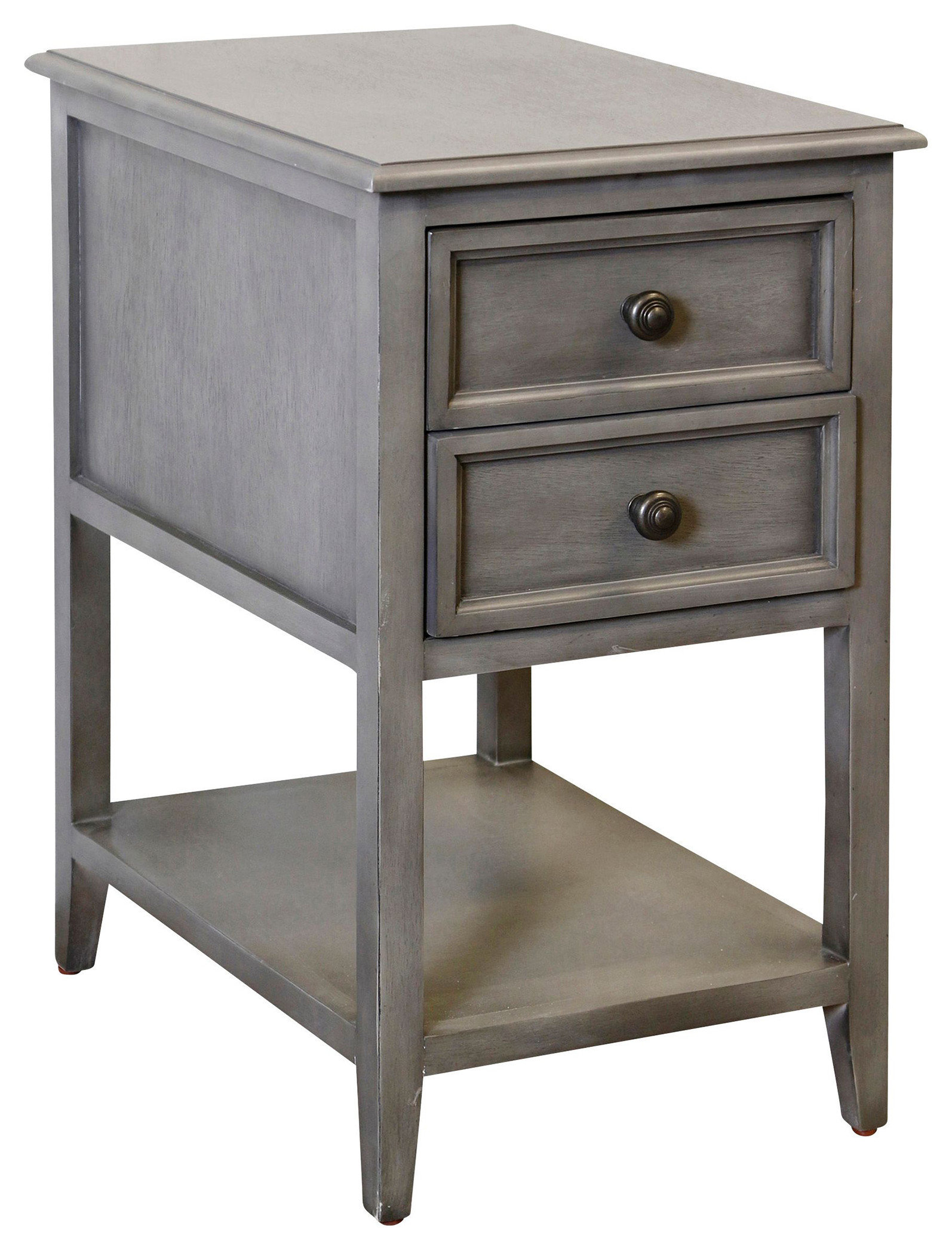 Vintage Gray Two Drawer Side Table 15"Wx25"H19"D - Transitional - Side ...