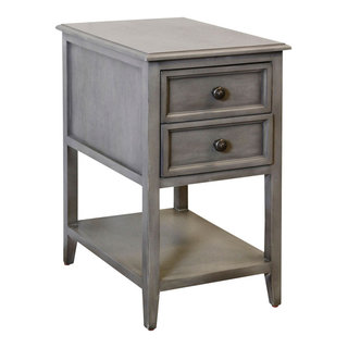 Vintage Gray Two Drawer Side Table 15"Wx25"H19"D - Transitional - Side ...