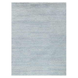 Merino Hand-Knotted Merino Wool Blue Area Rug, 12'x15' - Contemporary ...
