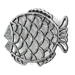 Cast Iron Big Fish Trivet, Antique Silver, 8" - Beach Style - Trivets ...