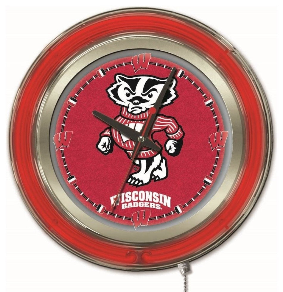 Wisconsin "Badger" Neon Clock - Contemporary - Wall Clocks - by Holland ...