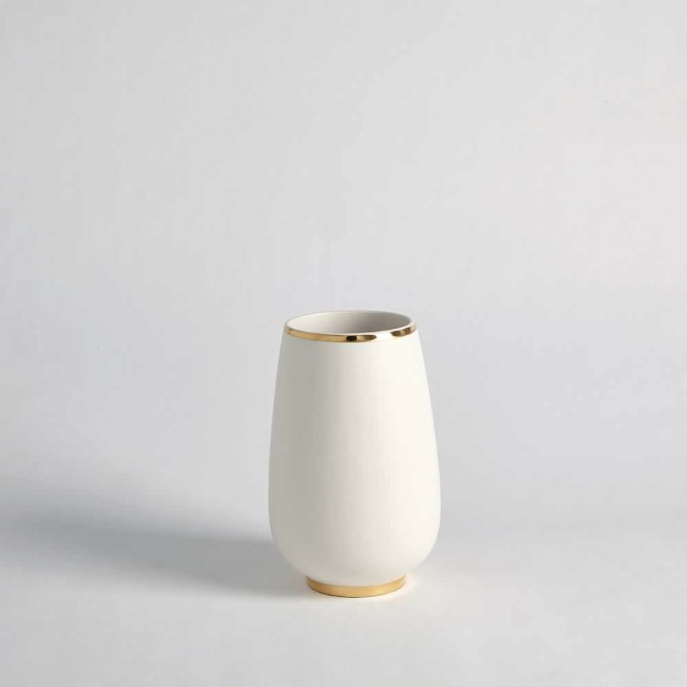 Gold Rim Bulb Small White Vase - Contemporary - Vases - by Lighting ...