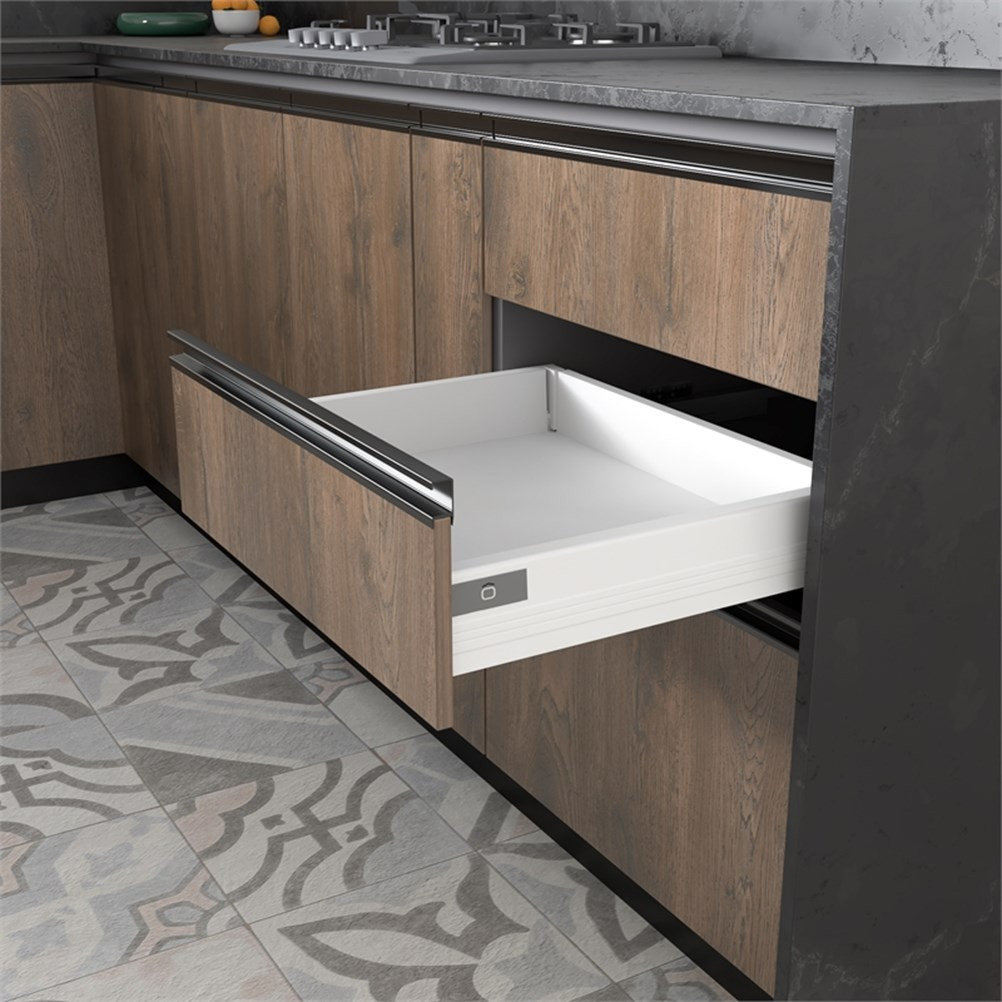 white stainless steel Metal Box Side Drawer Slide Soft Close 18" (Set ...