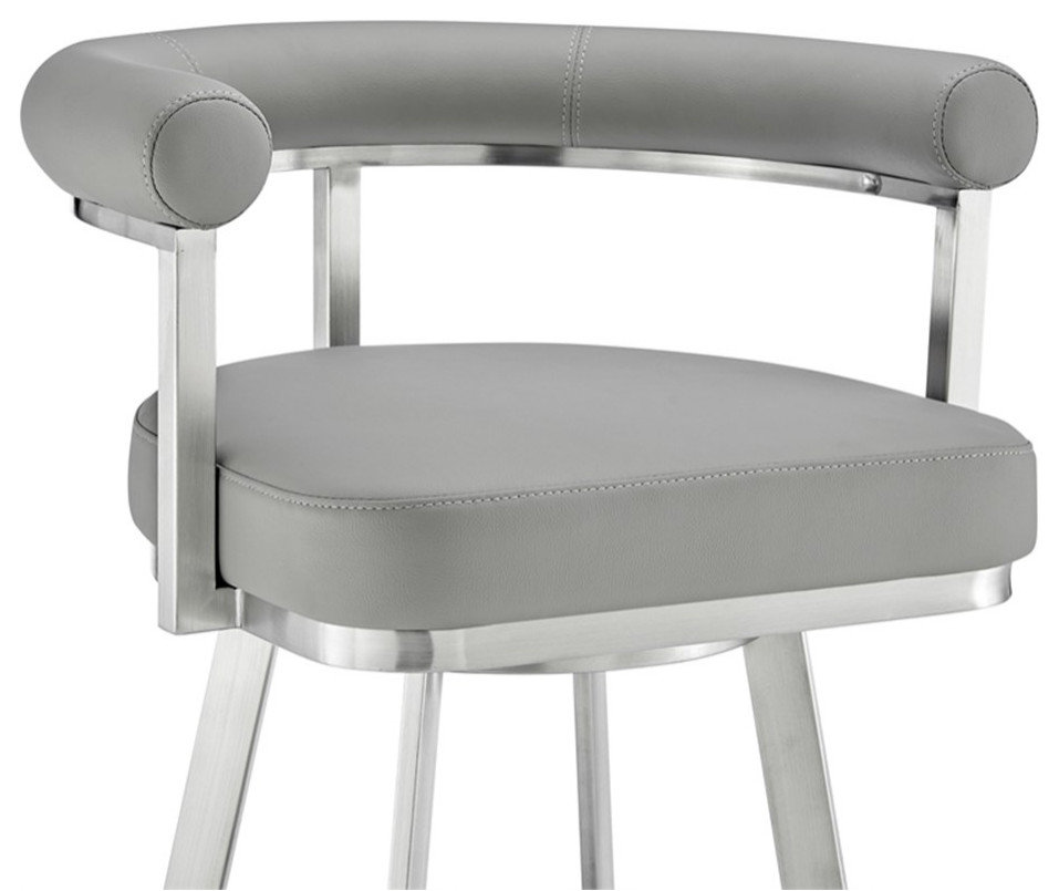 Armen Living Magnolia 26" Stainless Steel & Faux Leather Counter Stool ...