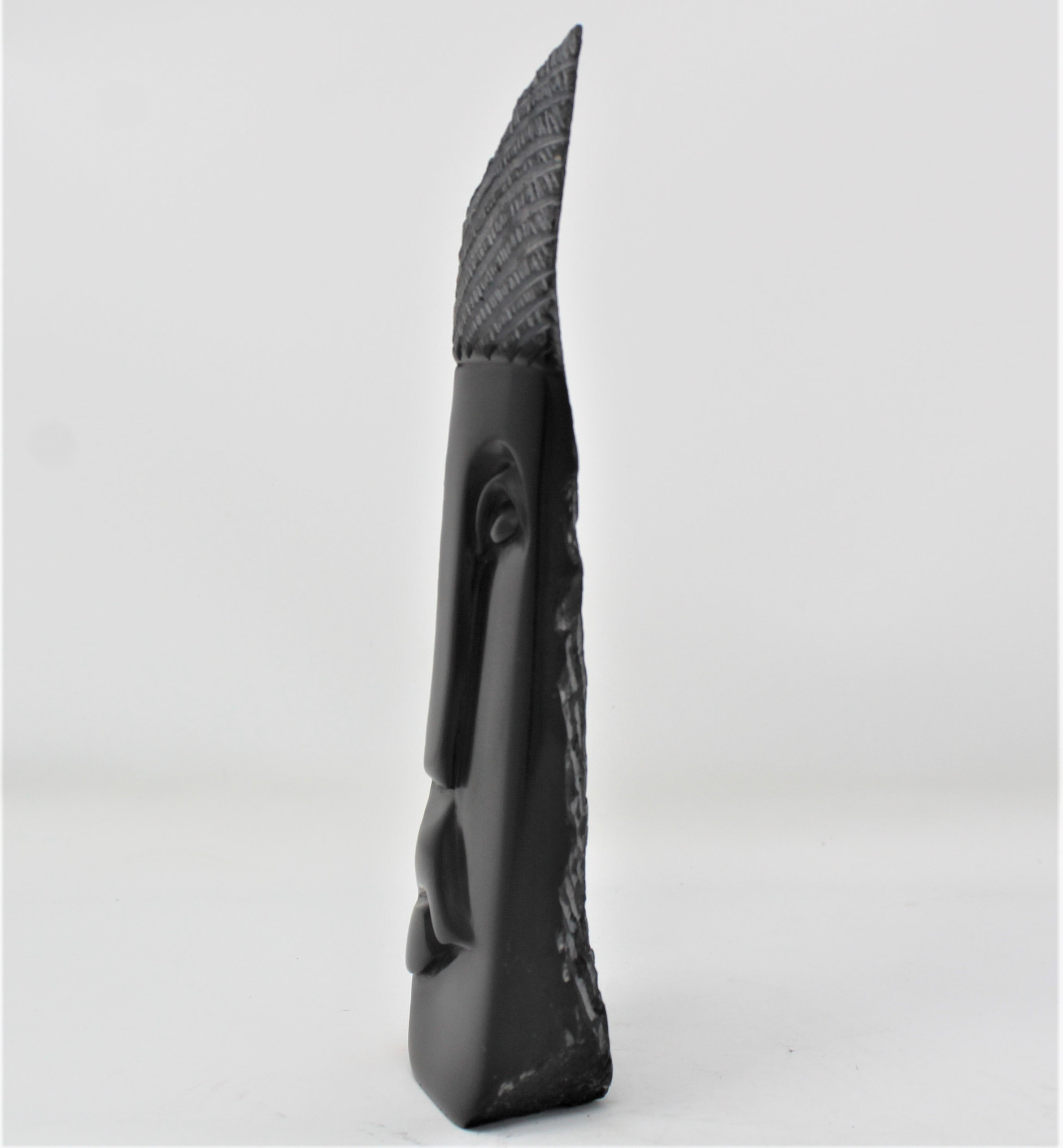 Abstract Modern Solid Black Stone Face Sculpture, Carved African Cubist ...
