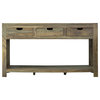 Rustic Console Table, Sheesham Wood Frame & Drawers With Cut Out Pulls ...
