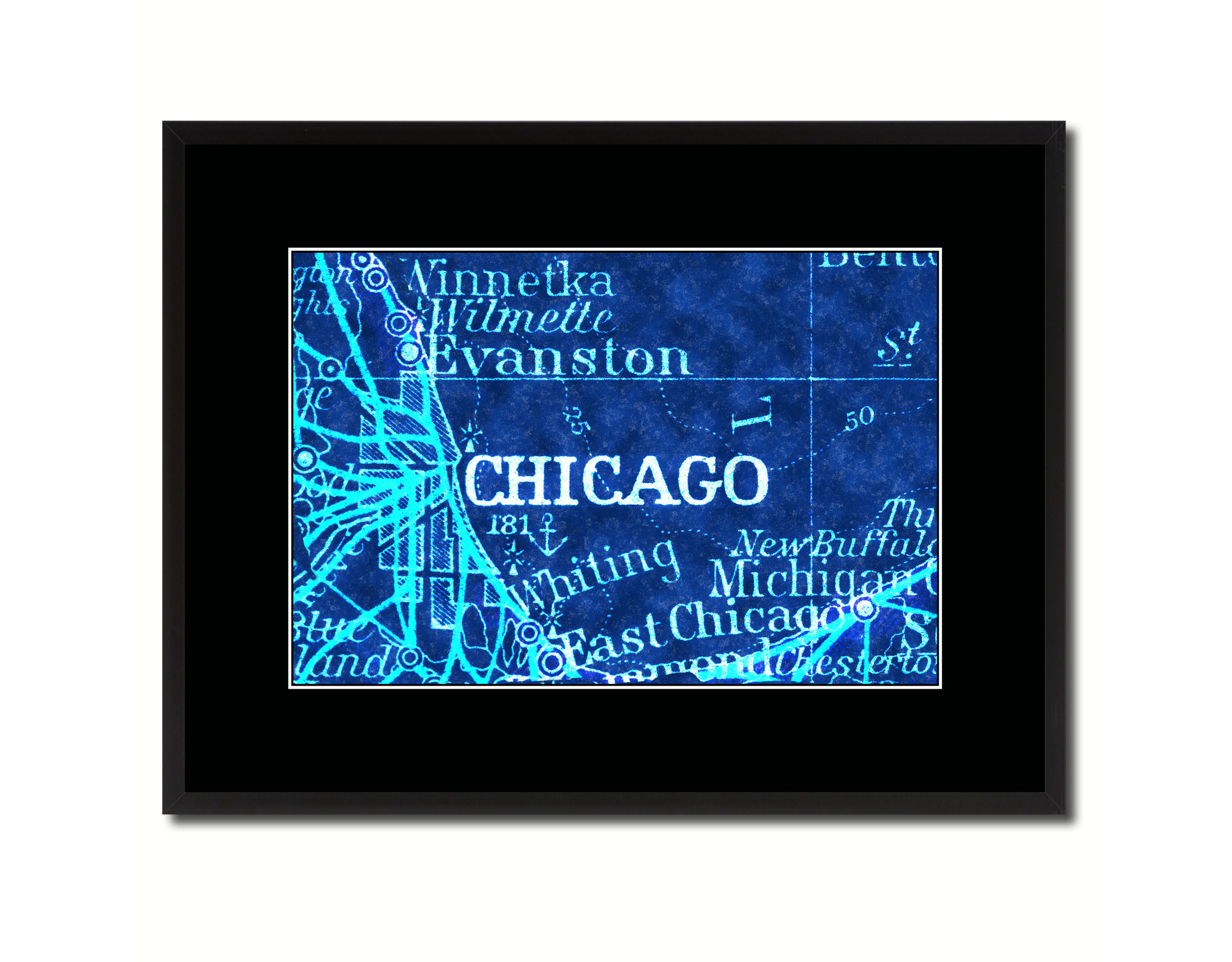 Chicago Illinois Vintage Vivid Color Map Canvas, 16"x21" - Contemporary ...