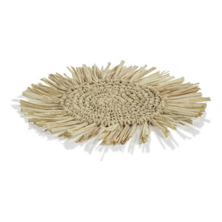 Balmy Fringed Palm Raffia Coasters, Set of 12 - Tropical - Coasters ...