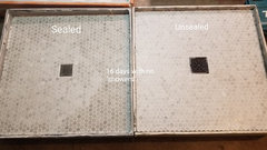 Permanent "wet" look in white marble mosaic; not good