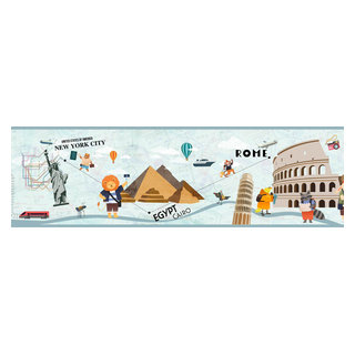 GB9020g8 Travel Bucket List Peel and Stick Wallpaper Border 8in x 15ft ...