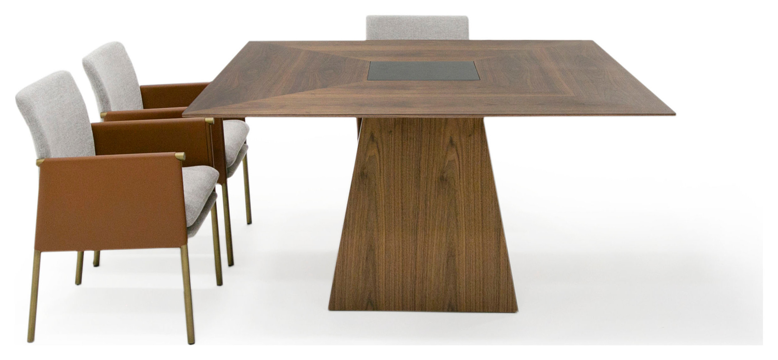 Modrest Cora- Modern Walnut and Black Tempered Glass Dining Table ...