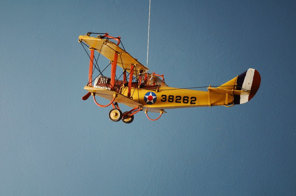 c1918 Yellow Curtiss Biplane Model Sculpture - Contemporary ...