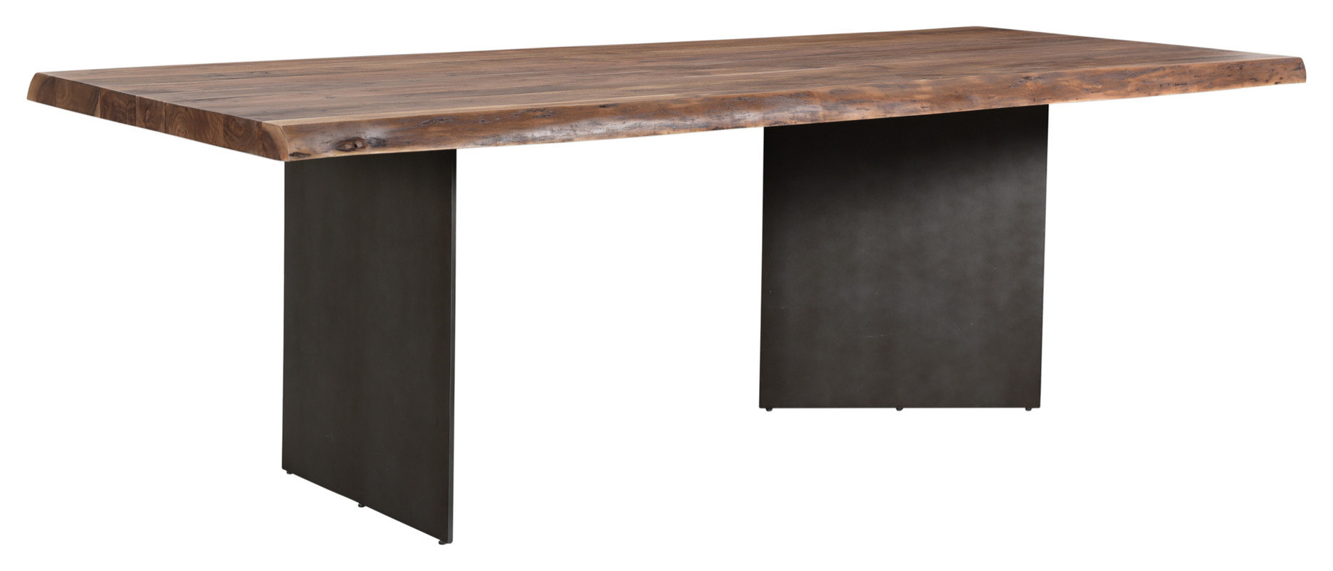 94" Brown Rectangular Dining Table Live Edge Solid Wood Top Seats 8 or ...