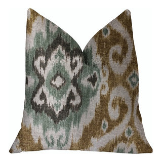 Ambrosia Yellow and Beige Luxury Throw Pillow, 12"x20" - Mediterranean ...