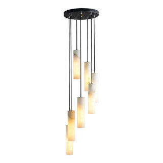7-Light Natural Marble Pendant Modern Chandelier - Transitional ...