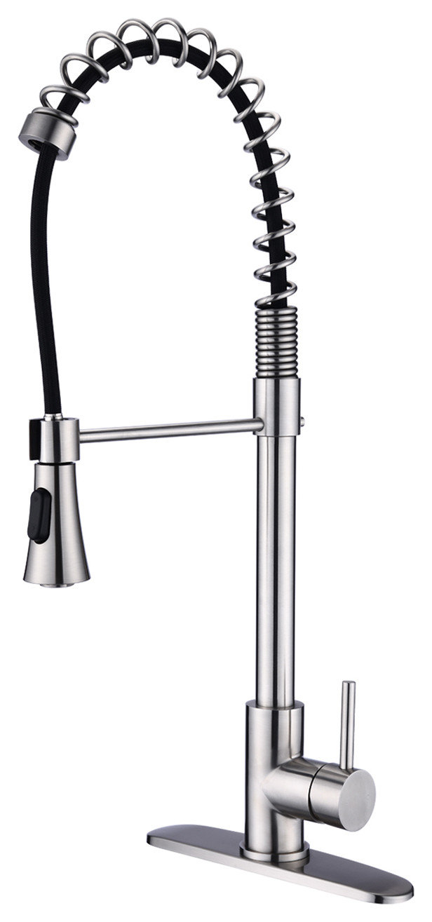 Givingtree Modern Single Handle Spring High Arc Kitchen Faucet Brushed ...