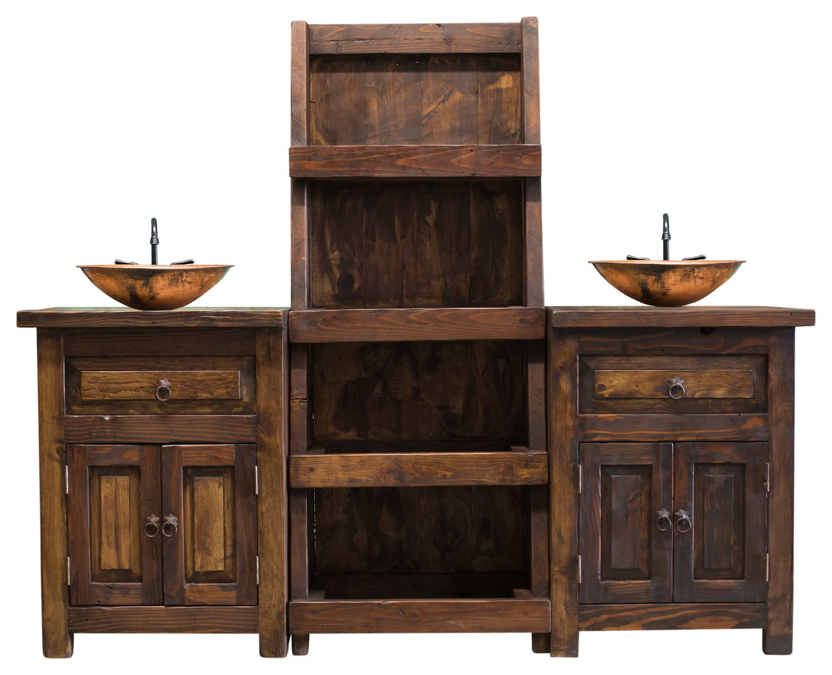 Emmett Bathroom Vanity from Reclaimed Wood, 72"x22"x36" - Rustic ...