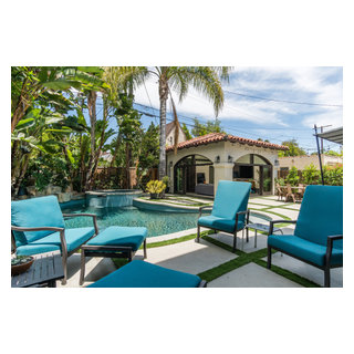 West Hollywood Spanish-Style Pool House Transformation - Traditional ...