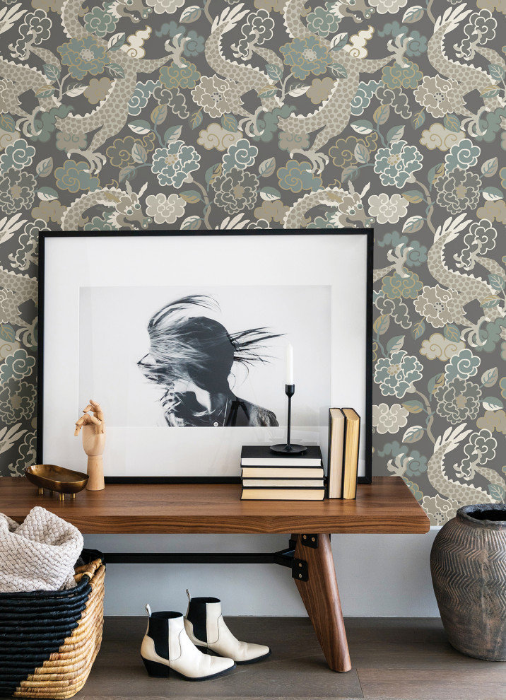 Yanci Stone Dragon Wallpaper, Bolt - Asian - Wallpaper - by Brewster ...