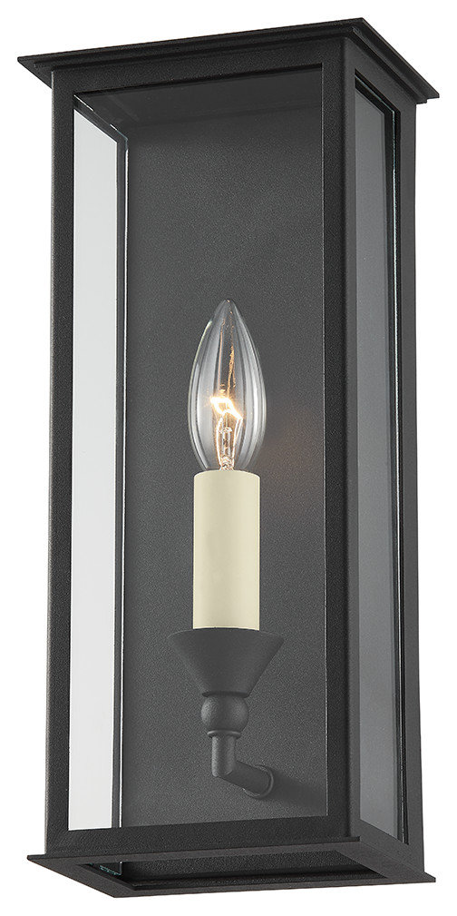 Exterior Wall Sconce, Textured Black - Transitional - Outdoor Wall ...