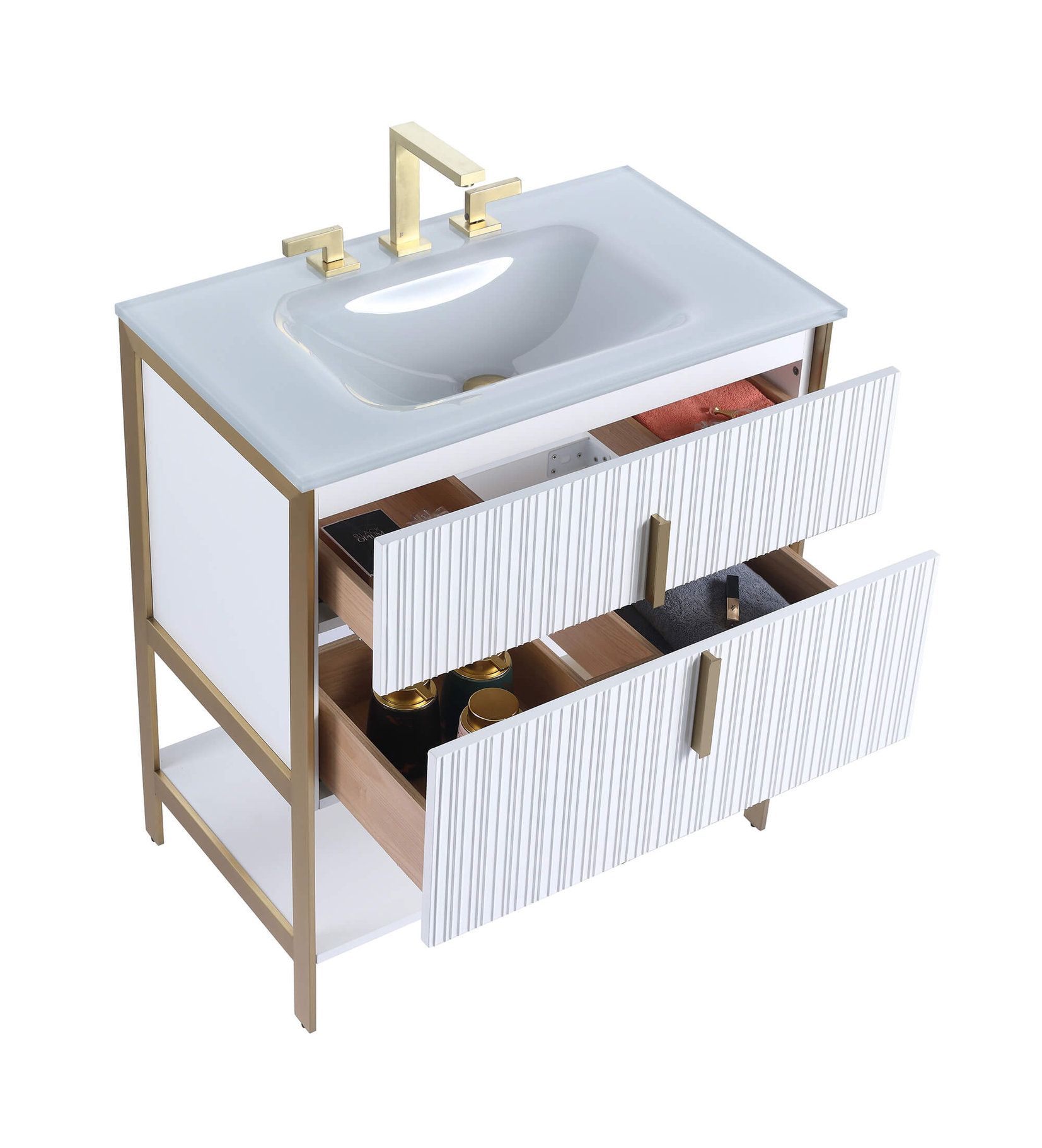 Fine Fixtures Serenity Modern bathroom vanity, Brass Hardware ...