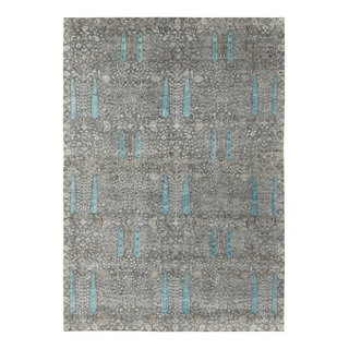 Oversized Cypress Tree Design Silk with Textured Wool Handknotted Rug ...