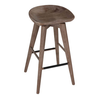 Tiwi Backless Swivel BarStool, Solid Wood, 29" Whitewash Gray ...