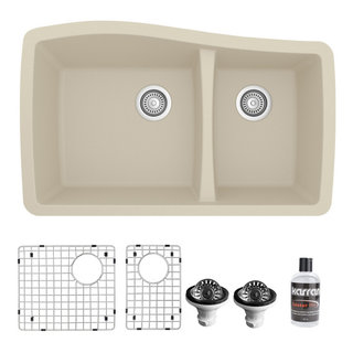 Karran Undermount Quartz 33" 60/40 Double Bowl Kitchen Sink Kit ...