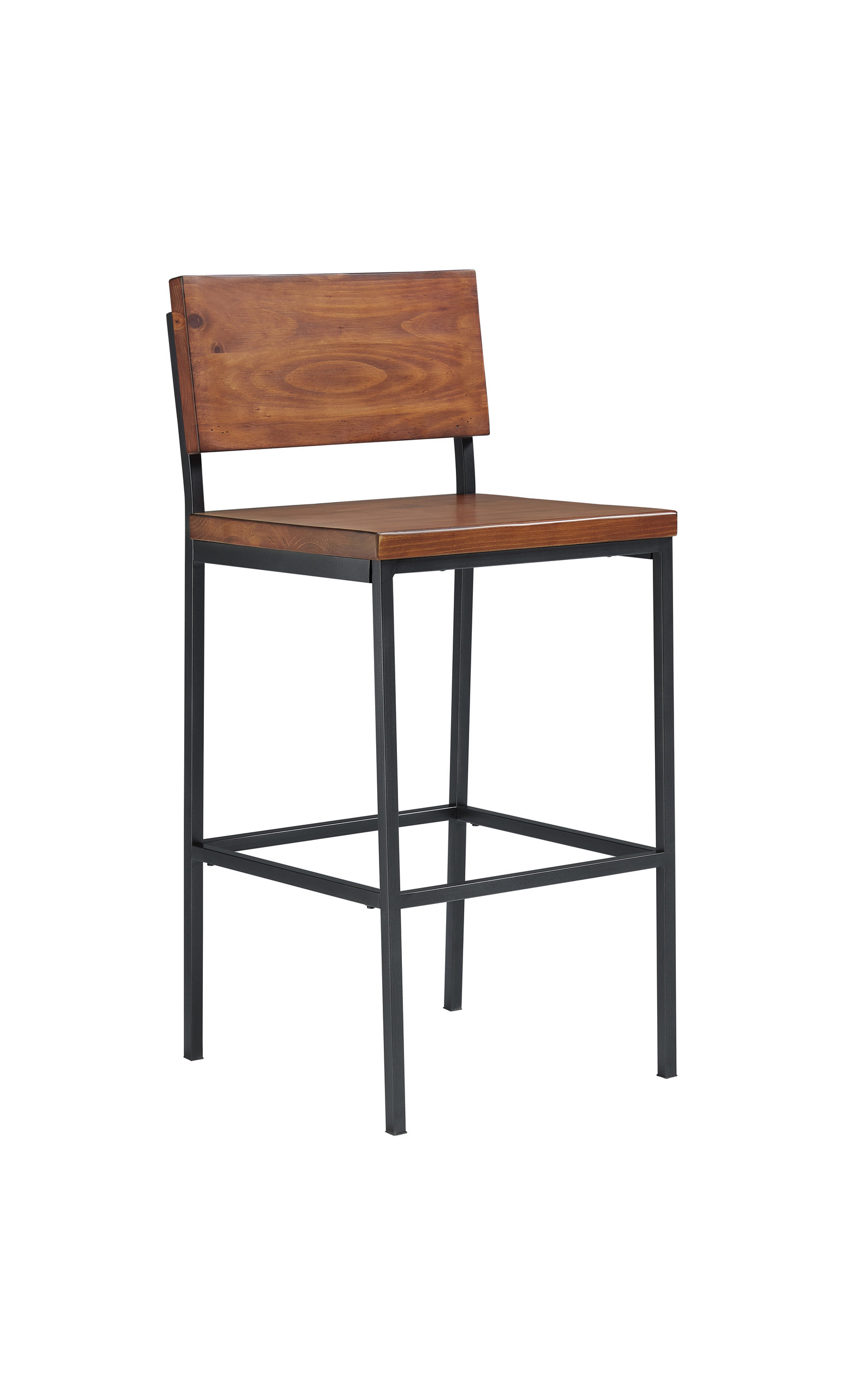 Sawyer Wood/Metal Bar Stool, Java Pine - Industrial - Bar Stools And ...