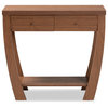 Modern Contemporary Walnut Brown Finished Wood 2-Drawer Console Table ...