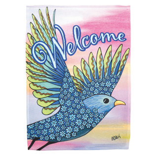 Flag Welcome Daisy Bird Polyester 13x18 - Traditional - Flags And ...