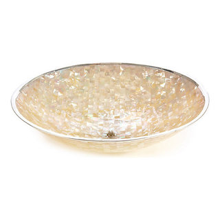 Large Laminated Mother of Pearl Bowl with Sterling Silver ...