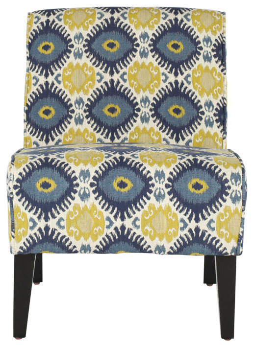 Simba Armless Club Chair, Split Pea Green/Blue/Off White ...