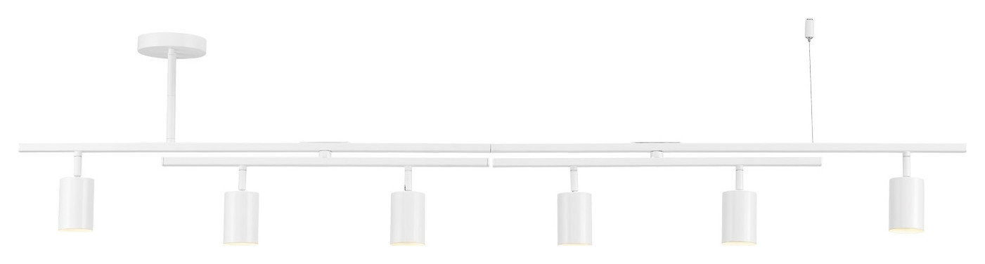 West 64" 6-Light Matte White Track Lighting with Center Swivel Bars ...