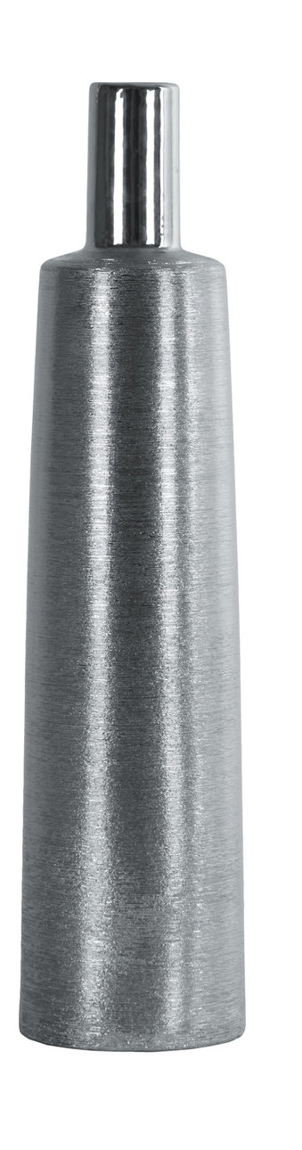 Narrow Mouth Ceramic Round Bottle Vase With Long Neck, Large, Silver ...