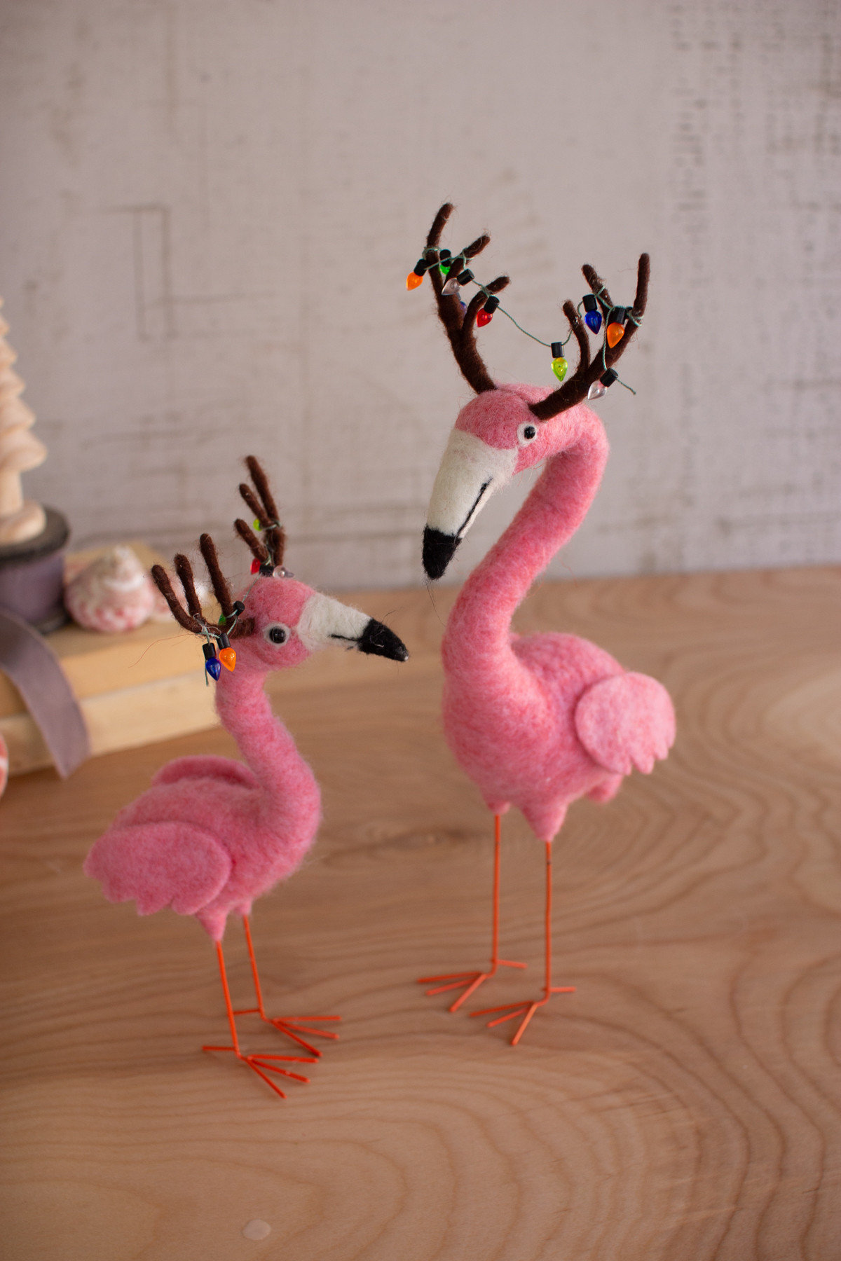 Kalalou Chb2168 Set Of Two Felt Flamingo Reindeer - Tropical ...