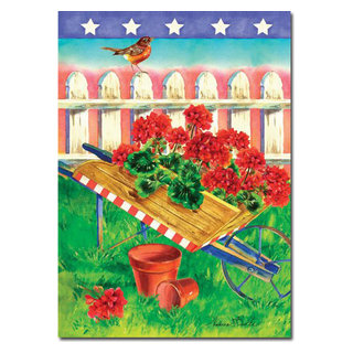 Patriotic Geraniums Toland Art Banner - Traditional - Flags And ...